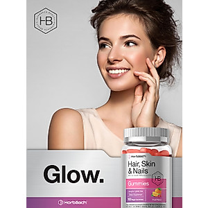 Horbäach Hair Skin and Nails Gummies | 100 Count | with Biotin | Fruit Flavored Vitamins | Non-GMO, Gluten Free Supplement