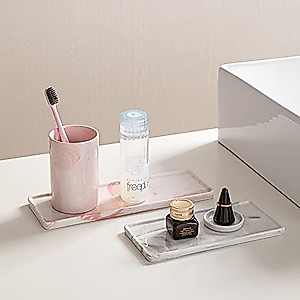 Bathroom Vanity Tray, Ceramic Marble Decor Tray, Bathroom Kitchen Countertop Organizer Cosmetic Tray for Perfume Soap Candles Jewelry Ring Towel Bathroom Accessories