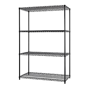 TRINITY Black 48" x 24" x 72" 4-Tier NSF Wire Shelving Rack, 48W x 24D x 72H