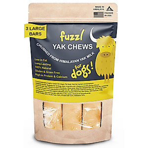 Fuzzl Premium Yak Cheese Himalayan Dog Chews - 3 Bars Large Natural Dog Treats Milkbone Yak Chews No Hide Dog Food Long Lasting Dog Dental Sticks Milk Chews Cheese Stick