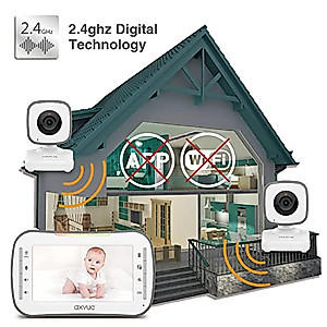 Axvue Video Baby Monitor, Comfortable Slim Design Handheld Enclosure, 4.3" Screen Monitor & 2 Camera, Range up to 1000ft, 12 Hour Battery Life, 2-Way Talk, Night Vision, Temperature Monitor, No WiFi