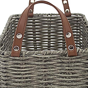 HDKJ PP Tube Storage Basket with handle,Rectangular storage basket,Decorative Home Storage Bins. (Gray, Small)