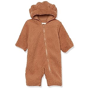 Amazon Essentials Unisex Babies' Sherpa Fleece Bunting Suit, Light Caramel, 12 Months