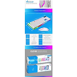 G21B Keyboard and Mouse Set USB Wired Gaming Keyboard Mouse Combo Gamer Desktop Mouse Keyboard Set White