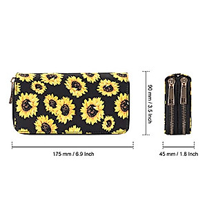 XEYOU Double Zipper Long Clutch Wallet Cellphone Wallet for Women with Removable Wristlet Strap for Credit Card, Cash, Coin, Bill