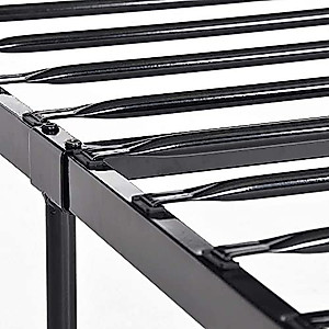 Voilamart Twin Metal Bed Frames with Storage, Single Bed with Headboard and Footboard, 6 Legs Bed Frame Platform No Box Spring Needed,Twin Bed Frame Set for Kids (Black)