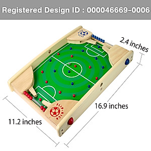 Flipkick: Wooden Tabletop Football/Soccer Pinball Games, Indoor Portable Sport Table Board for Kids and Family