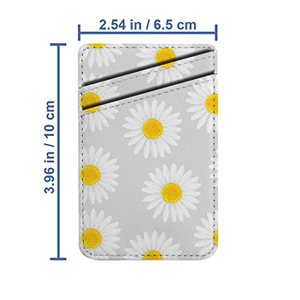 Pack of 2 - Cellphone Stick on Leather Cardholder ( Floral Daisies Flowers Pattern Pattern ) ID Credit Card Pouch Wallet Pocket Sleeve