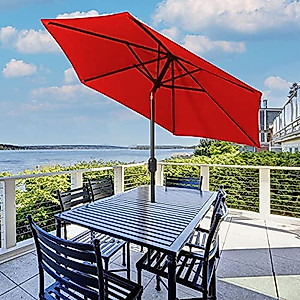 LOVE STORY 7.5 Ft Patio Umbrella Outdoor Garden Table Umbrella with Push Button Tilt and Crank, 6 Ribs-Red