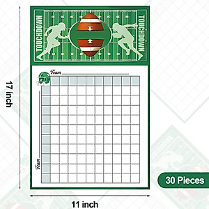 Zonon Square Game Sheet Posters Football Game Squares 100 Grids Score Record Posters Square Football Party Posters Sports Games Decorations for Football Match Party, 11 x 17 Inches (30 Pieces)