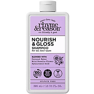 Rhyme & Reason Nourish and Gloss Shampoo and Conditioner SET. 13 Fl. Oz. Formulated with Coconut Water, Wild Rosella Flower and Hyaluronic Acid. For Healthy, Smooth and Naturally Glowing Finish.