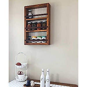 Mansfield Cabinet No. 101 - Solid Wood Spice Rack Cabinet Willow Grey stain/Tuscan Red
