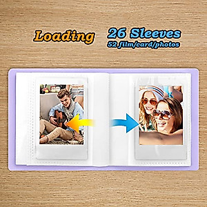 52 Pockets Mini Photo Album for Fujifilm Instax Mini Instant Film, Polaroid Snap, Z2300, SocialMatic Instant Cameras & Zip Instant Printer (Purple, 1Pack)