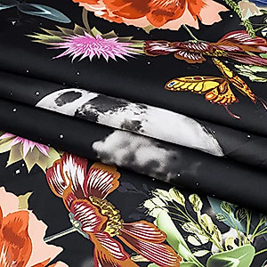 LB Full Moon Over Ocean Tapestry Wall Hanging, Moonlit Garden Tapestry, Night Sky Flower Plant on Black Background Wall Decor for Teen Bedroom Living Room Dorm Home Decor, 40 x 60 Inches