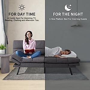 MUUEGM 71" Couches for Living room, Futon Sofa Bed with Memory Foam and Adjust Backrest, Sofa for Studios, Apartments, Dormitories, Offices and Game Rooms.Dark Grey Sofa