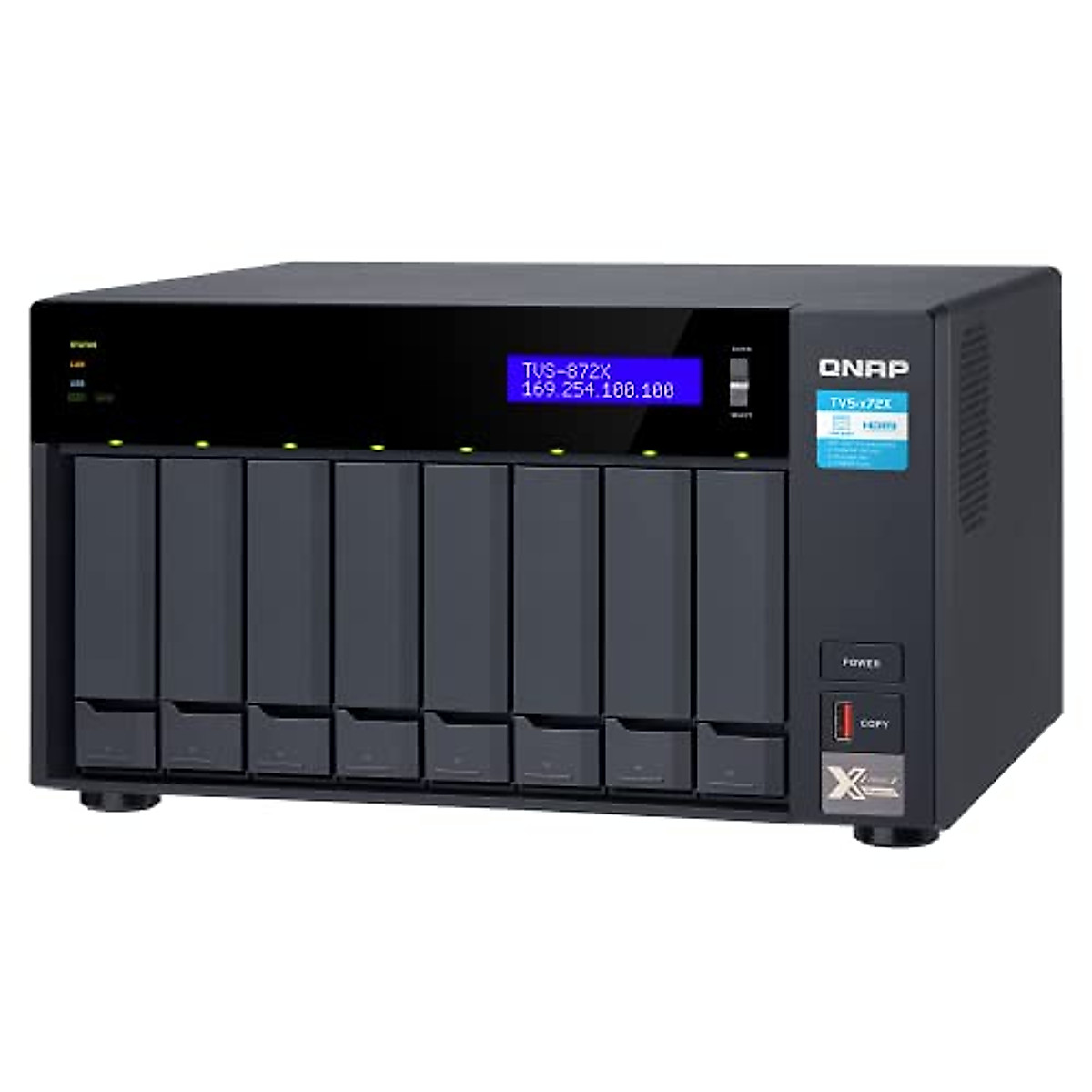 QNAP TVS-872X-i5-8G-US Desktop 8-bay NAS/iSCSI IP-SAN, Intel® Core™ i5 6-Core Processor, 8GB DDR4 RAM, 10GbE*1 (BASE-T), 1GbE*2