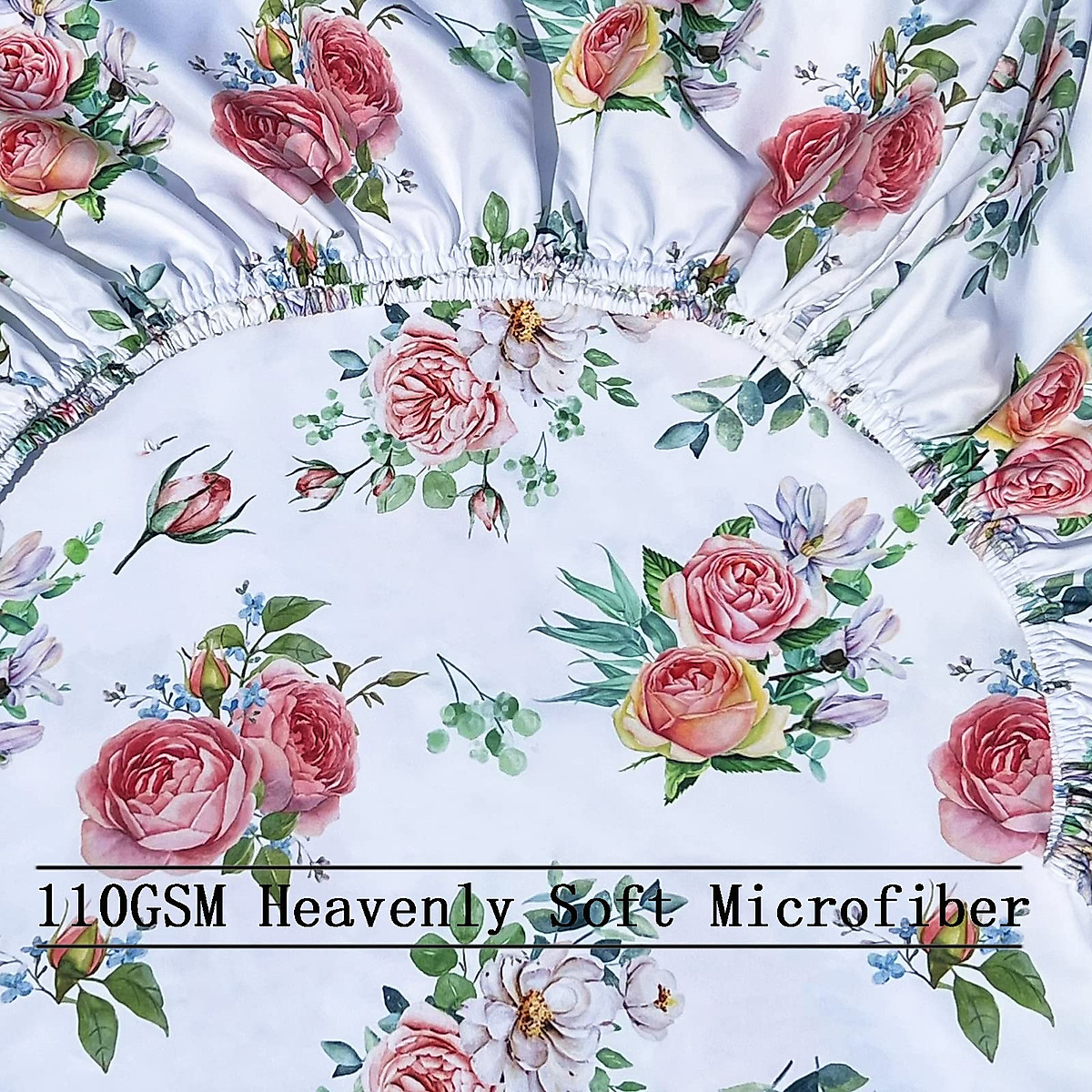 AMROSE 3 Pack Heavenly Soft Bassinet Sheets for Baby Girls, Universal Fitted for Various Cradle and Bassinet Mattress Pad, Silk Touch Gentle Breathable Microfiber, Floral Theme