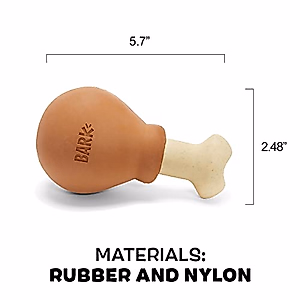 Barkbox Scented Food Themed Dog Toys & Chews, Tough Rubber & Nylon Super Chewer Treat Dispensing Puzzle Toys, Balls, & Teething Toys for Small, Medium, & Large Dogs & Puppies, Turkey Day Drumstick