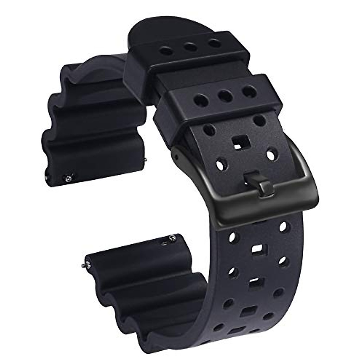 Carty Silicone Watch Band 20mm Premium Quality Waterproof Rubber Quick Release Watch Straps for Men Black Black Buckle