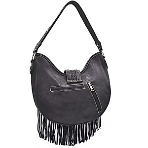 Western Style Fringe Leather Concealed Carry Purse Country Handbag Women Shoulder Bag Crossbody Wallet Set Black