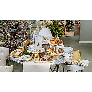Mud Pie Gold Edge Marble Serving Board Set with Spreader, One Size, White