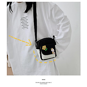 Hiflyer Girls Crossbody Purse Cute Crossbody Bag, Nylon Little Purses for Girls Purse Wallets for Girls (Black)