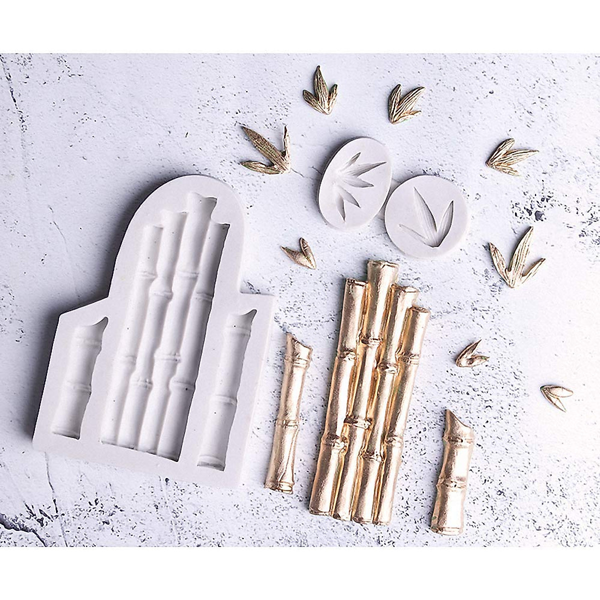 Bamboo & Leaf Silicone Fondant Molds Chocolate Candy Gumpaste Sugarcraft Mold Cake Decorating Tool Polymer Clay Resin Mold