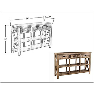 EAST at MAIN Dillman Rectangular Mahogany and Rattan Sideboard, Brown, (56x15x33)
