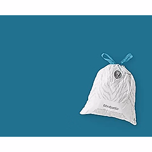 Brabantia PerfectFit Trash Bags (Size W/1.3 Gal) Thick Plastic Trash Can Liners with Drawstring Handles (40 Bags)