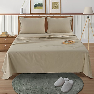 Lane Linen 100% Cotton Flannel Sheets Set - Full Size Flannel Bedding, 4-Piece Luxury Bed Sheets - Lightweight, Brushed for Extra Softness, Warm, Cozy, 15' Deep Pocket (Fits Upto 17' Mattress) - Linen