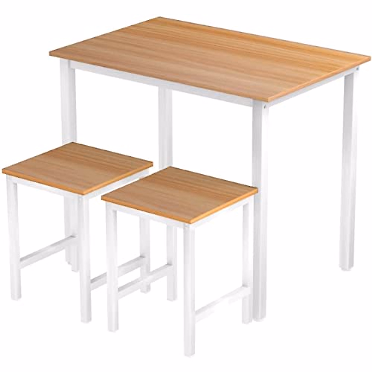 DKLGG 3 Pieces Modren Dining Set, Kitchen Table and Chairs for 2, Perfect for Breakfast Nook, Living Room, Small Space(White), Beige