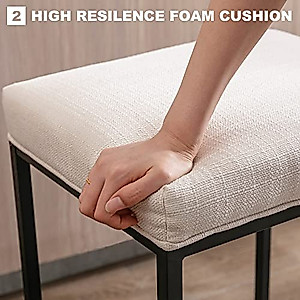 Wahson Set of 4 Bar Stools Counter Height Stools, 24" Modern Linen Upholstered Stools with Black Metal Base for Kitchen Island Bar Pub Bistro, Cream