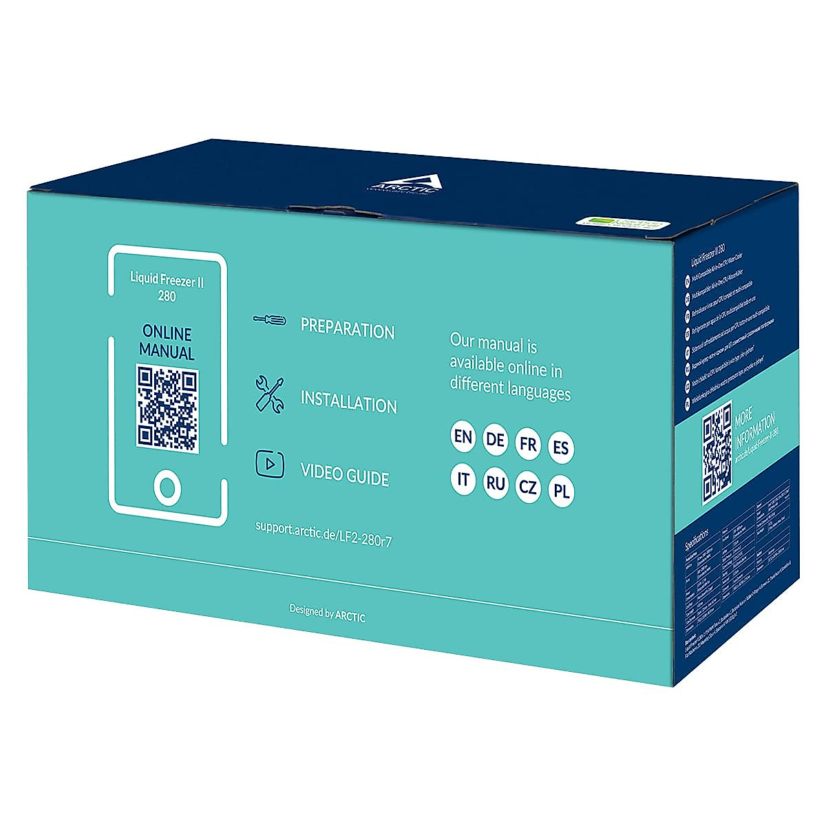 ARCTIC Liquid Freezer - 280 - Multi Compatible All-in-One CPU AIO Water Cooler, Efficient PWM Controlled Pump, Fan Speed: 200-1700 RPM (Controlled via PWM), LGA1700 Compatible - Black