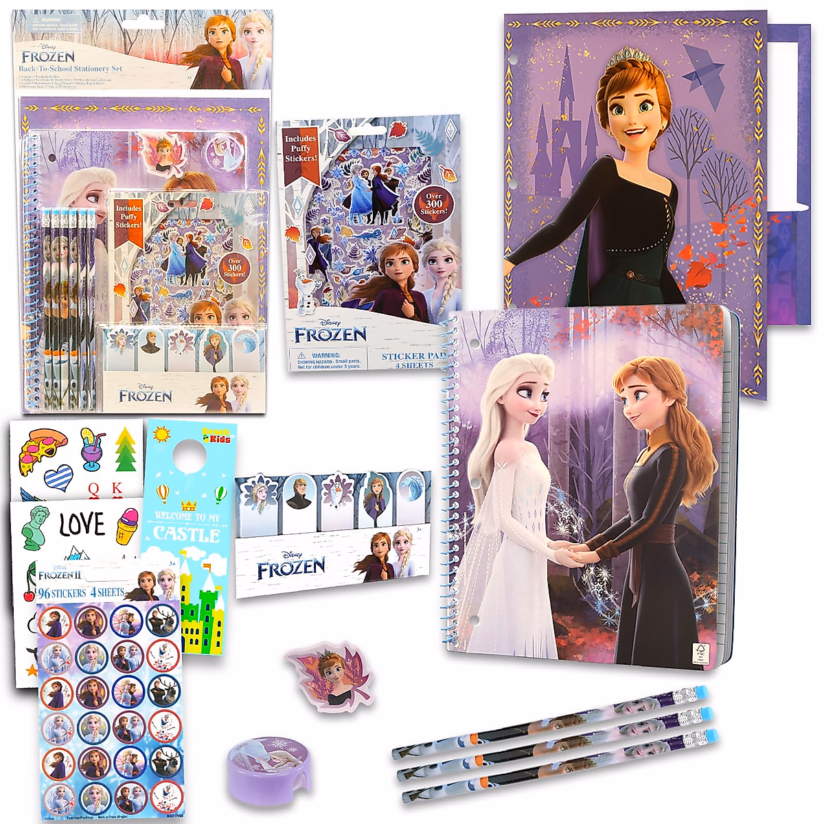 Disney Frozen All You Need for School Stationery Gifts Set - Pencils Eraser Notebook Case Ruler Folders for Back to The Pre School Kindergarten Education Goodies Supplies for Kids Girls