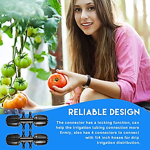 Drip Irrigation Barbed Tee 10 Pieces 1/2 Inch to 1/4 Inch Adapter Irrigation Tubing Connector Barbed Locking Fittings Fits 16 mm Drip Tape Tubing (Black)