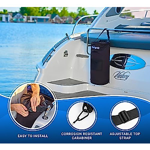 Avigap Boat Trash Can, 100% Odor & Leak Resistant, Portable, Reusable, 10-13 Gal Garbage Bag Snaps Inside, Easy to Install & Clean, Fishing, Sandbar, Kayak, Pontoon Boat Accessories