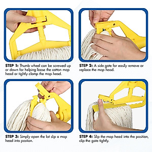 KULED Heavy Duty Industrial Mop, Commercial Mop with Long Handle, Cotton Mop with 2 Mop Heads, Looped-End String Wet Mops for Floor Cleaning, Workshop, Warehouse, Home and Garage