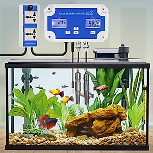 Smart pH ORP Controller, 3 in 1 Aquarium pH Monitor Wi-Fi for pH/ORP/Temp Measurements in Water with Calibration, Can Fit with CO2 Bottle & O3 Generator