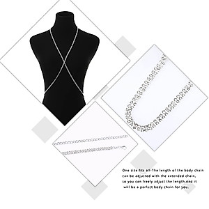 Jerany Crossover Rhinestone Body Chain Silver Bra Body Necklace Glitter Nightclub Body Jewelry for Women