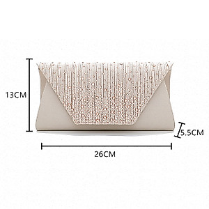 JIAJIA 265 Women's Purses Handbags Envelope Clutch Crossbody Bags Classic Rhinestone Shoulder Evening Bag,Apricot