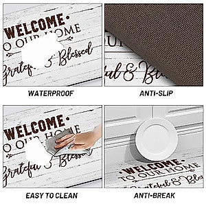 FYATHM Kitchen Mats Anti Fatigue Kitchen Floor Mat Cushioned Kitchen Rug Farmhouse Memory Foam Kitchen Mat Waterproof Grateful Home Kitchen Matt for Standing 17.3 x 29 x 0.47 inch