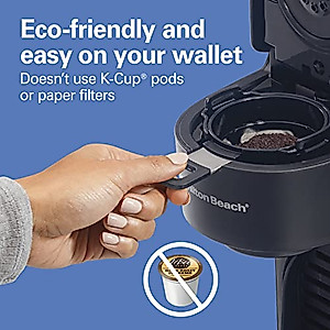 Hamilton Beach The Scoop Single Serve Coffee Maker & Fast Grounds Brewer for 8-14oz. Cups, Brews in Minutes, Black (47620), Next Gen