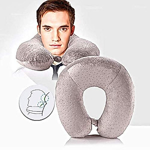 Cozy BoSpin Travel Pillow - Luxury Memory Foam Neck Support Cushion Neck Support Pillow (Gray)