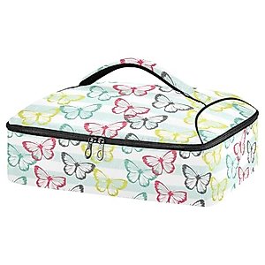 Kcldeci Insulated Thermal Food Carrier Insulated Casserole Carrier for Hot or Cold Food,Butterfly Stripe Insulated Tote Bag for Potluck Cookouts Parties Picnic,Lasagna Lugger