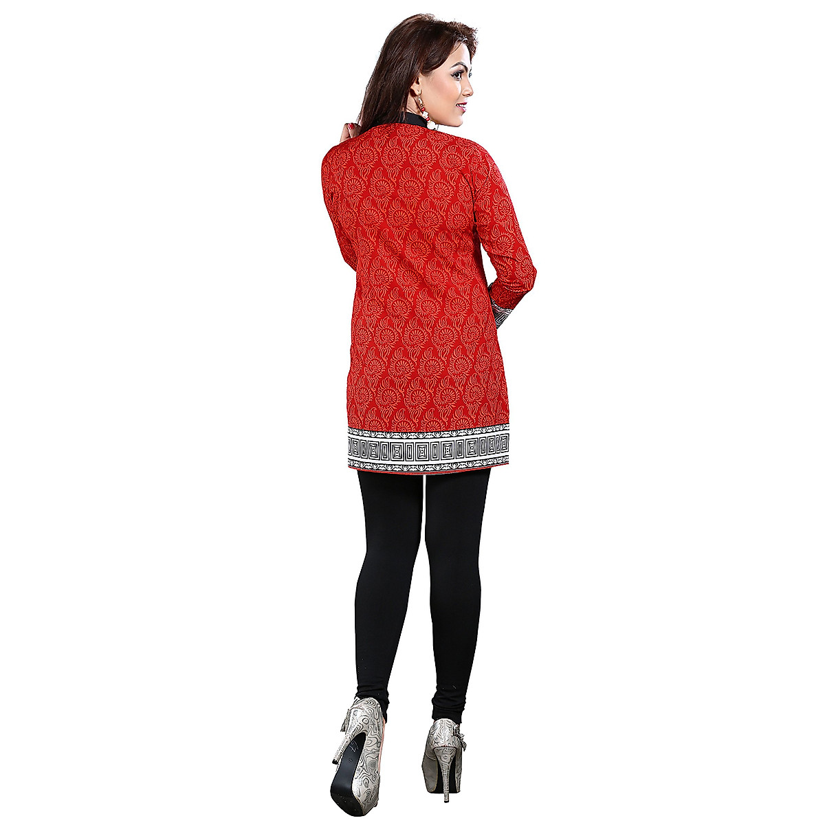 Maple Clothing Women's Kurta Kurti Top Tunic Printed from India (Red, 5XL)