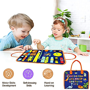 YQTAT Montessori Toys for 1 2 3 Year Old, Busy Board Toddler Toys for Learning Fine Motor Skills, Travel Toys for Plane and Car, Preschool Educational Sensory Toys,Creative Gift for Boy Girl