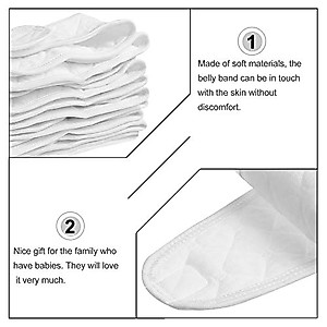 HEALLILY Cotton Umbilical Protective Bands Baby Navel Belts Infant Belly Bands 10Pcs (White)