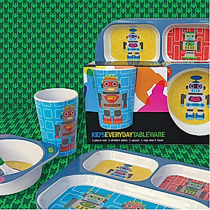 French Bull 4pc Kids Everyday Set - Robots, 11.77" x 2.87" x 8.54"