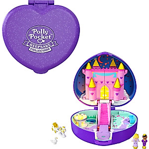 Polly Pocket Collector Compact with 2 Micro Dolls, 2 Animal Figures & Carriage Accessory, Heritage Keepsake Collection Starlight Castle, Collectible Toy