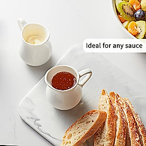 Gurygo 2 Pack 4 Oz Classic White Creamer with Handle - Small Creamer Pitcher Set - Fine Porcelain Small Milk Pitcher - Ceramic Creamer Pitcher for Coffee Milk Sauces Salad, Microwave & Freezer Safe